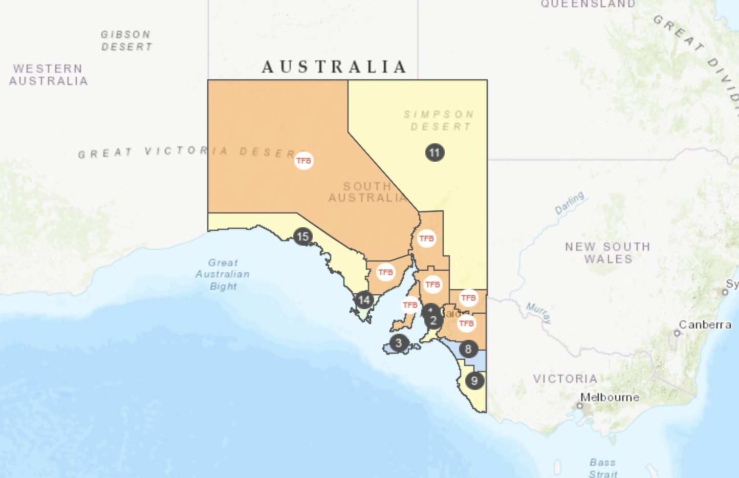 Damaging wind and fire bans in southern Australia