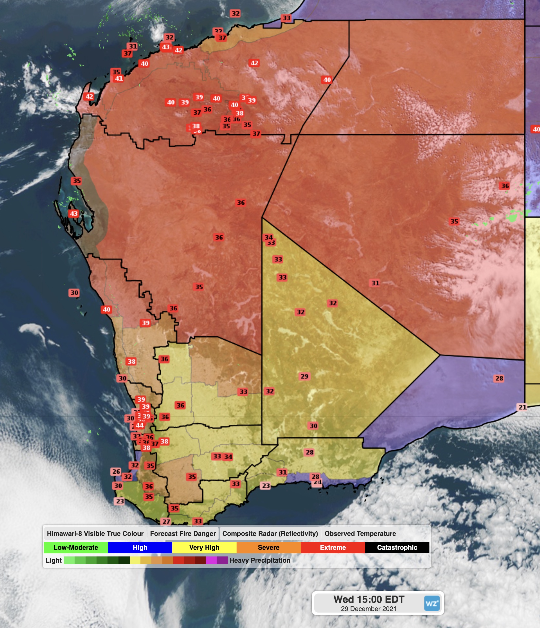 Catastrophic fire danger heading to coastal WA
