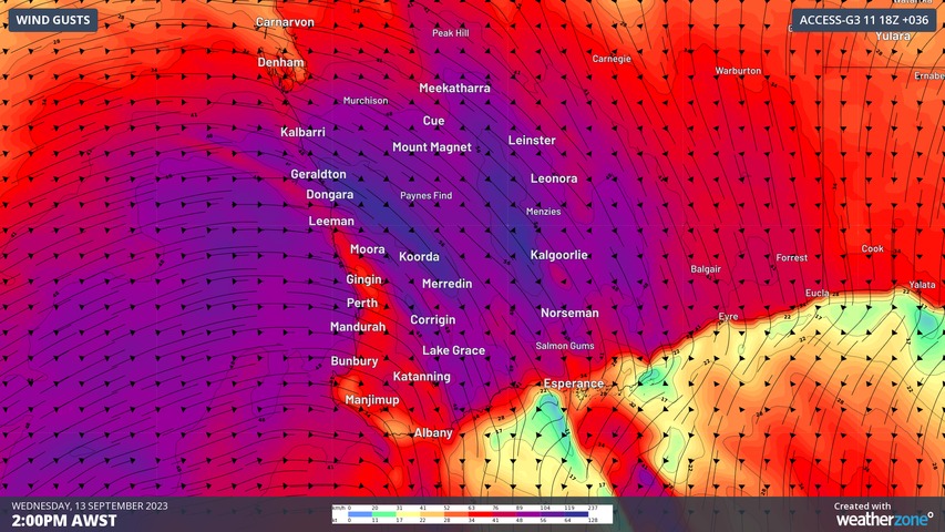 Powerful cold front approaching WA