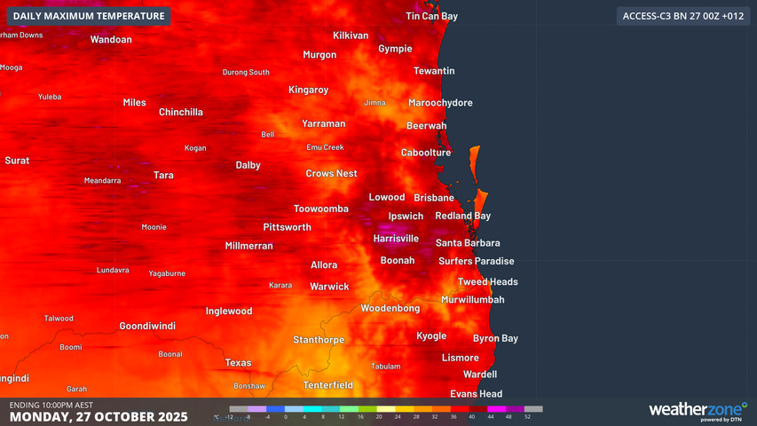 Record October heat bakes southeast Qld, northeast NSW