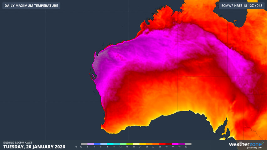 Heat in Western Australia could nudge 50°C